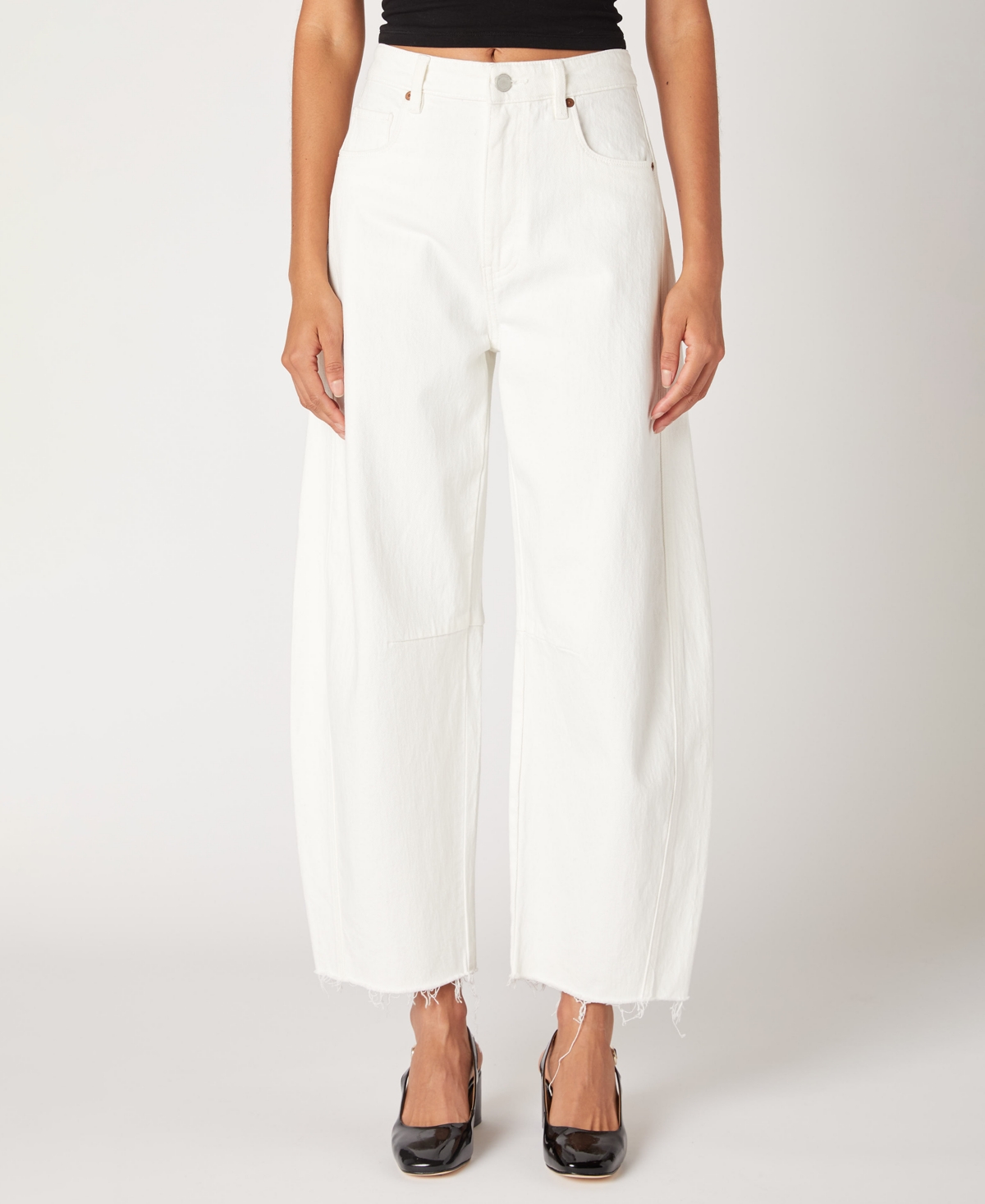 Click here for Blank Nyc The Bowery Barrel Mid-Rise Jeans - White prices