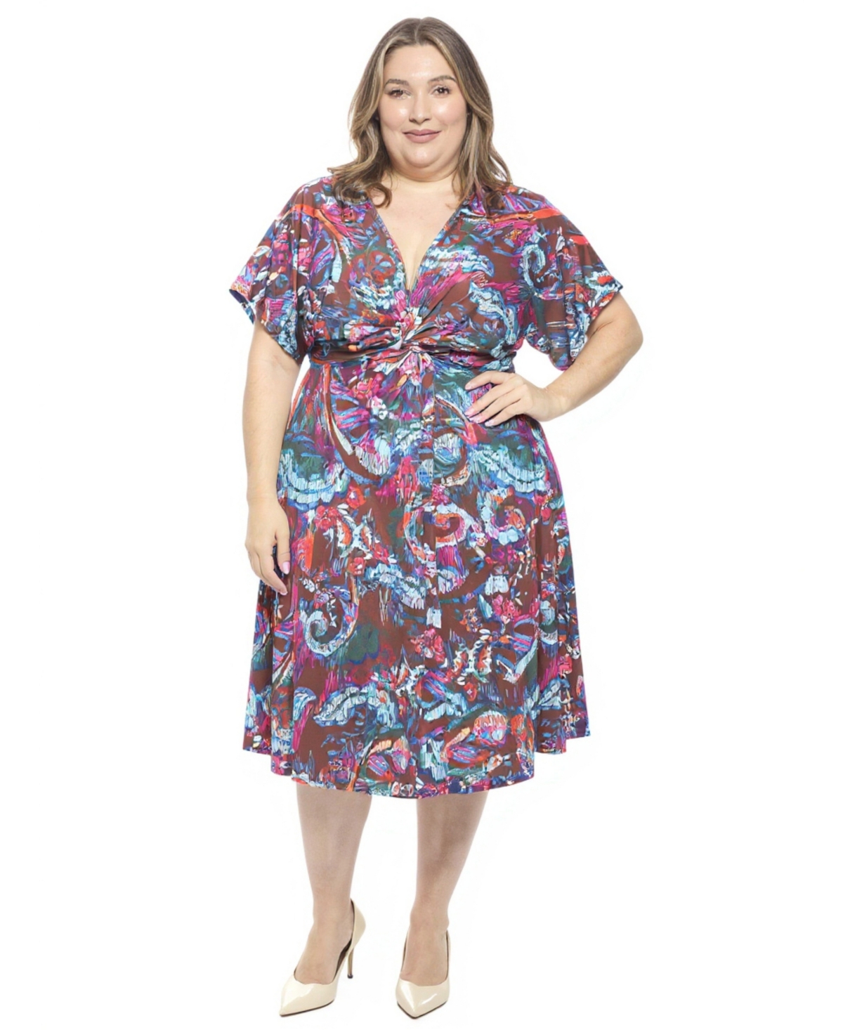 Click here for 24seven Comfort Apparel Plus Size Abstract Dolman... prices