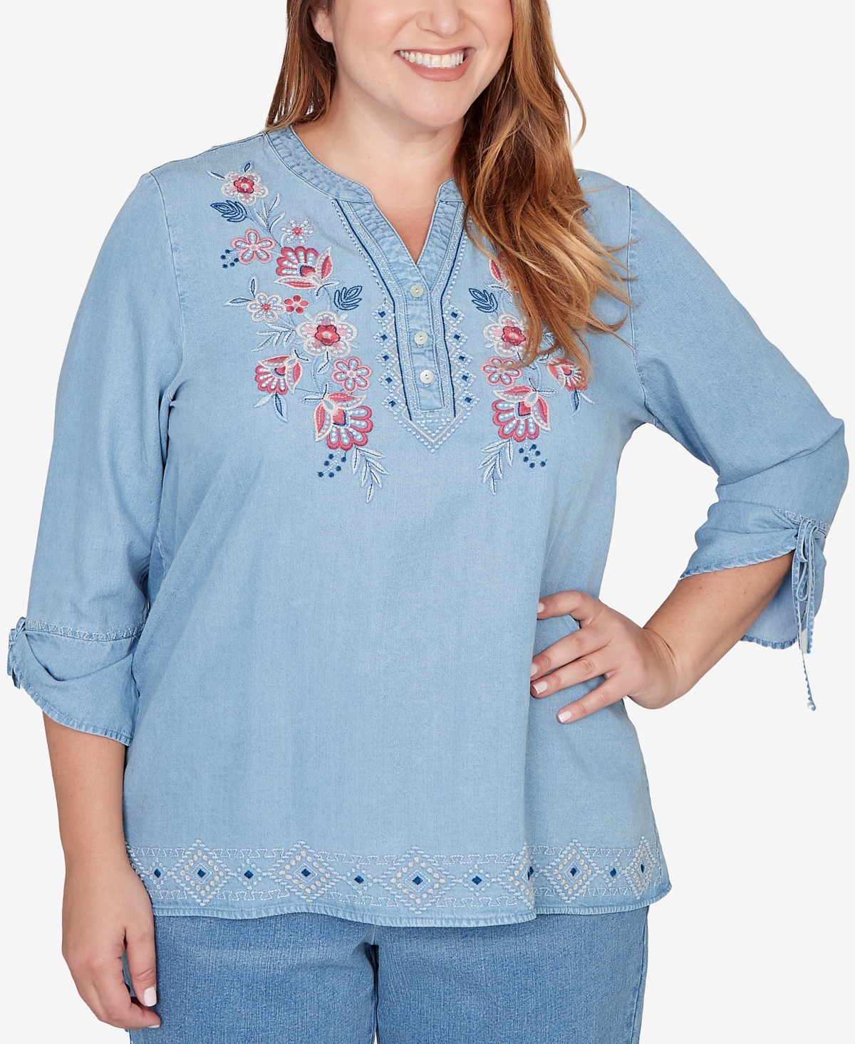 Click here for Alfred Dunner Plus Size Austin Floral Embroidered... prices