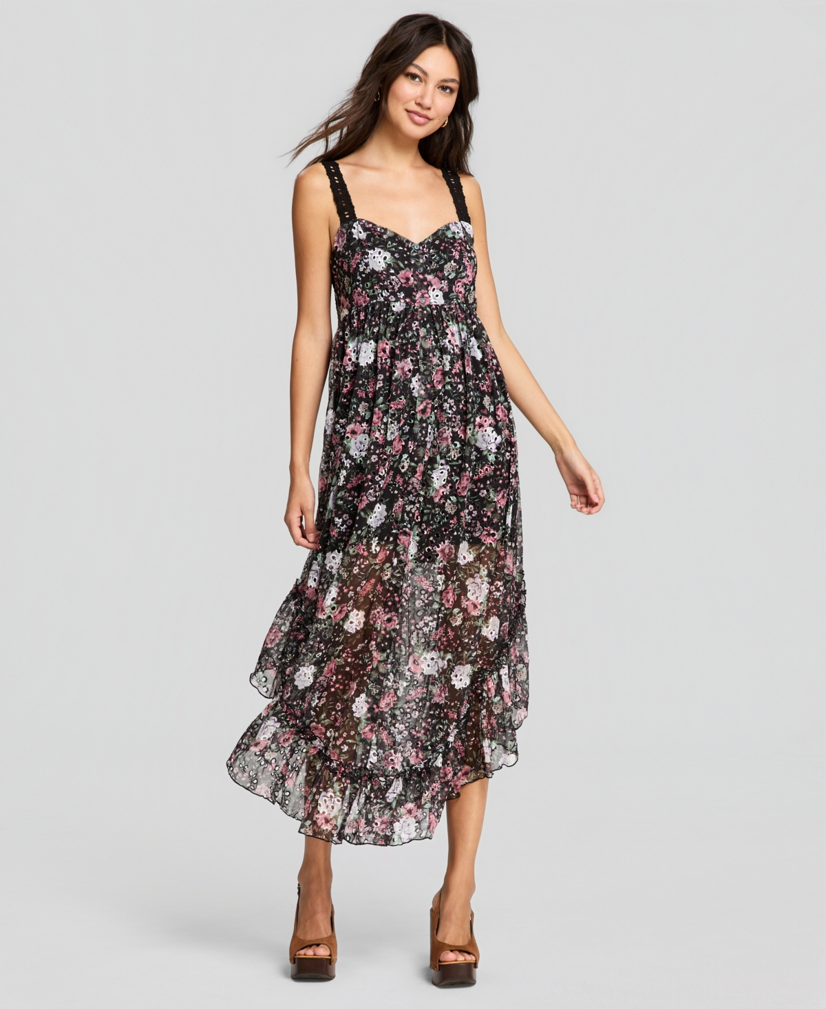 Click here for And Now This Womens Asymmetrical Chiffon Eyelet Ma... prices