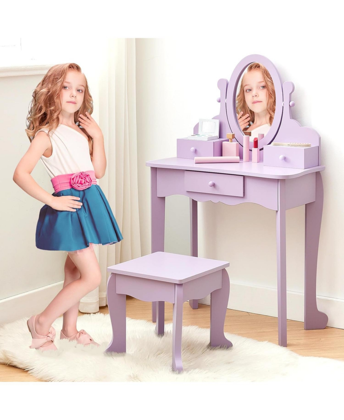 Click here for Gaomon Kids Vanity Set Mirror and Drawers - Prince... prices