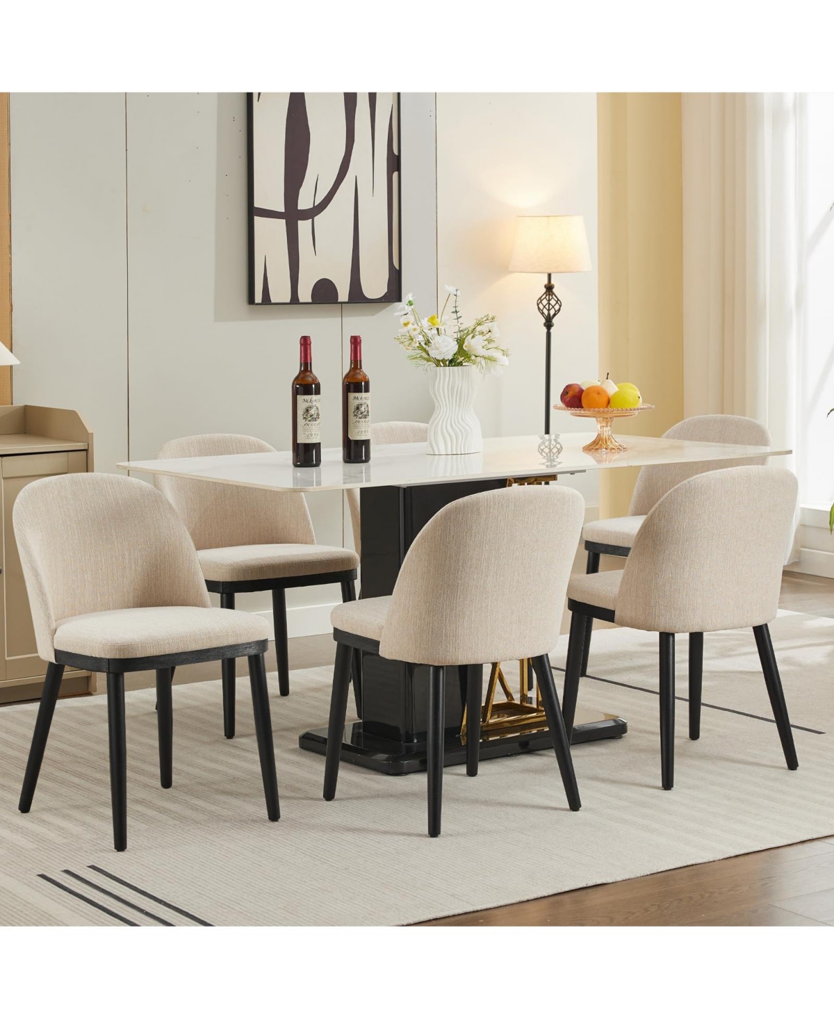 Click here for gaomon Modern Wooden Dining Chairs Set  Fabric Uph... prices