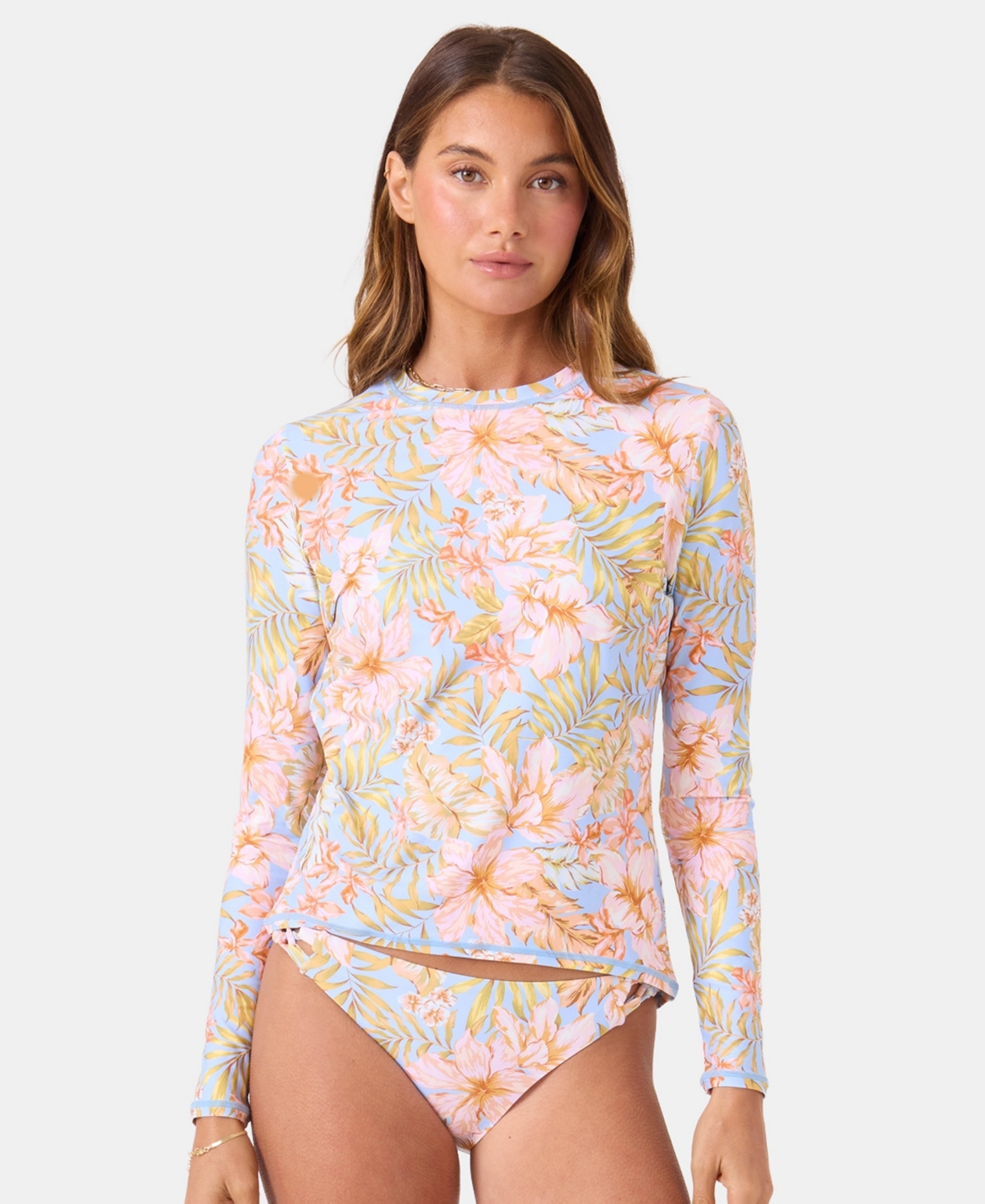 Click here for Roxy Womens Tropical Sea Skippin Rash Guard - Blue... prices