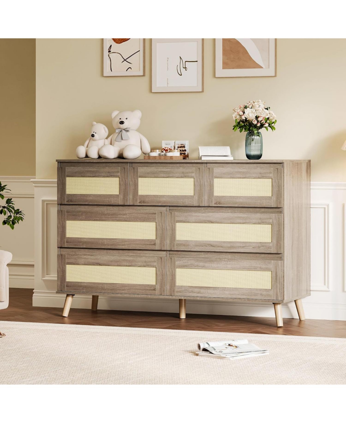 Click here for gaomon Rattan 7 Drawer Dresser for Bedroom  Modern... prices