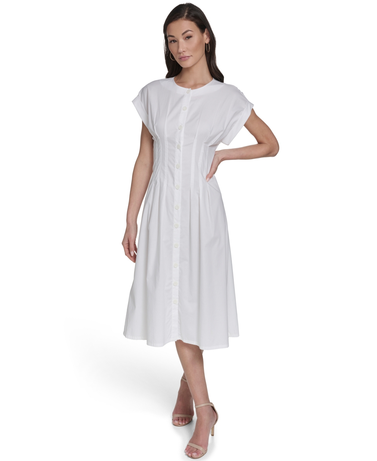 Click here for Calvin Klein Womens Button Down A-Line Midi Dress... prices