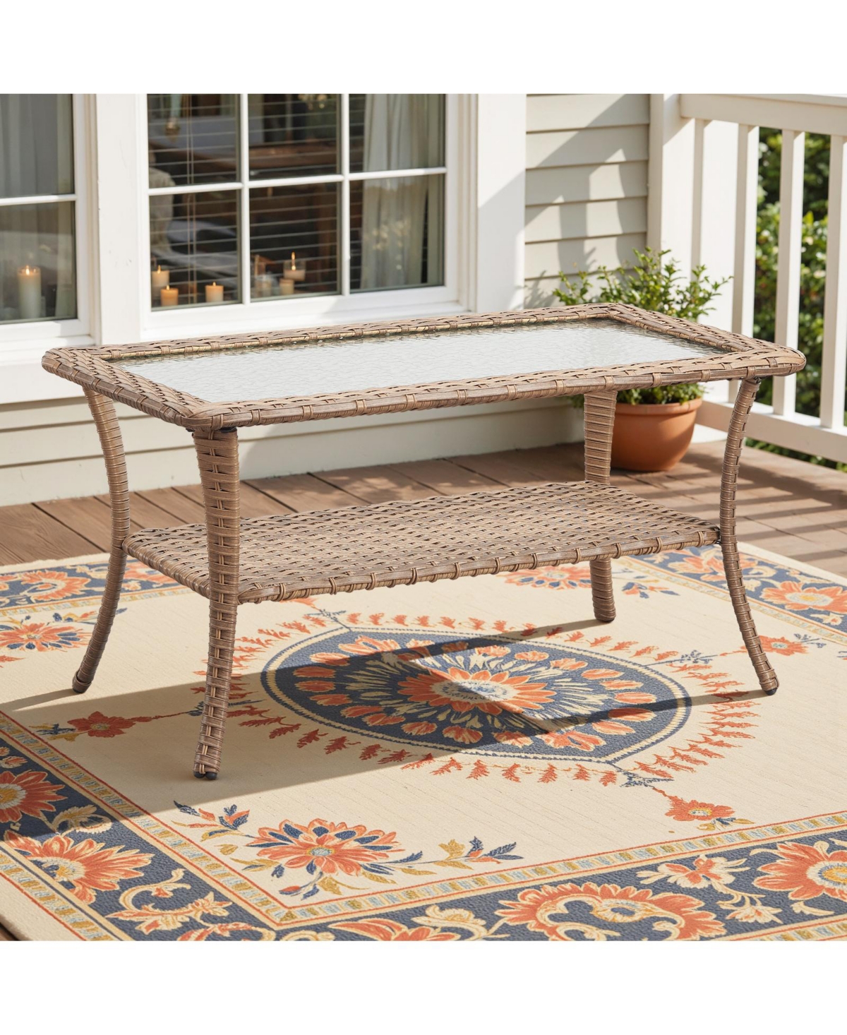 Click here for Gymojoy ArcLine Rectangle Wicker Outdoor Coffee Ta... prices