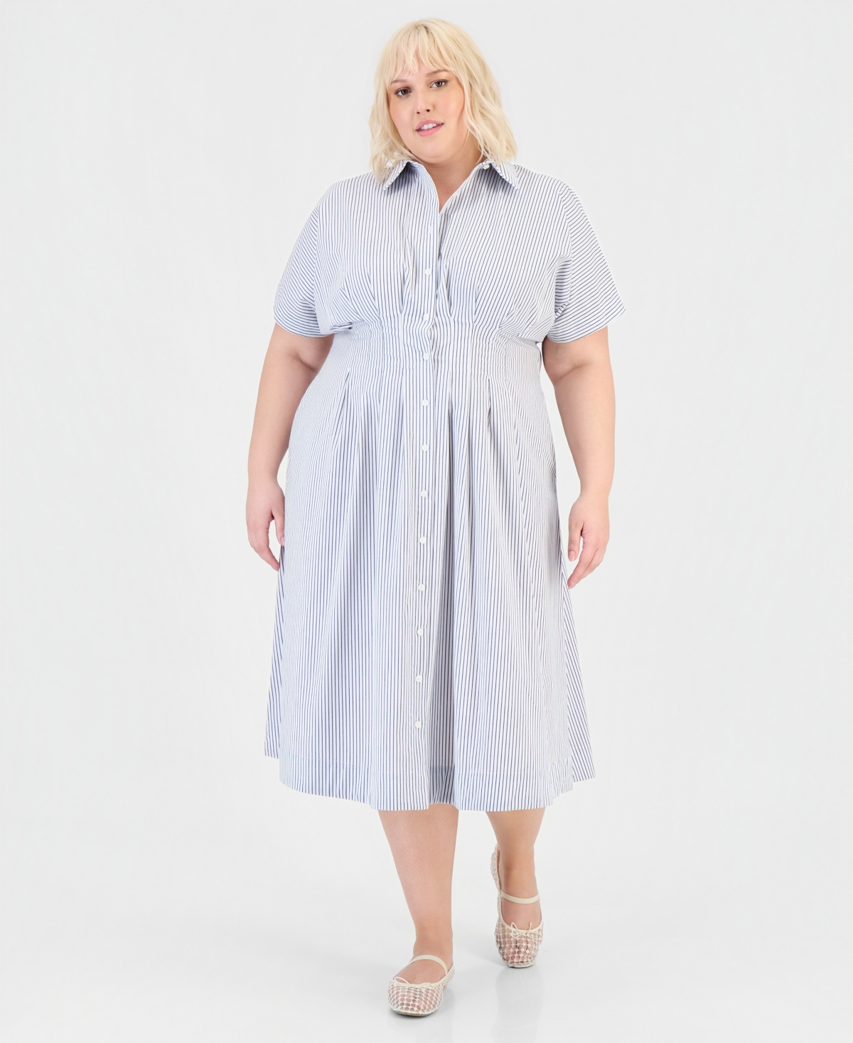 Click here for On 34th Trendy Plus Size Pinstriped Pleated-Waist... prices