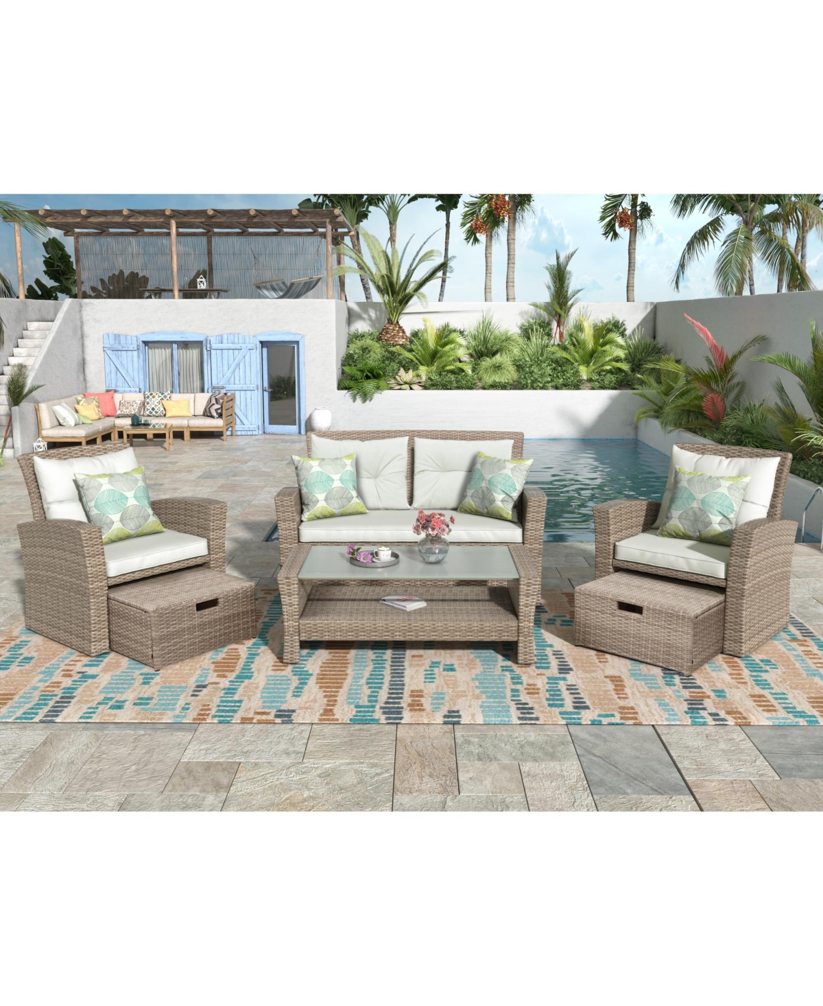 Click here for Flynama 4 Piece U Style All Weather Wicker Patio C... prices