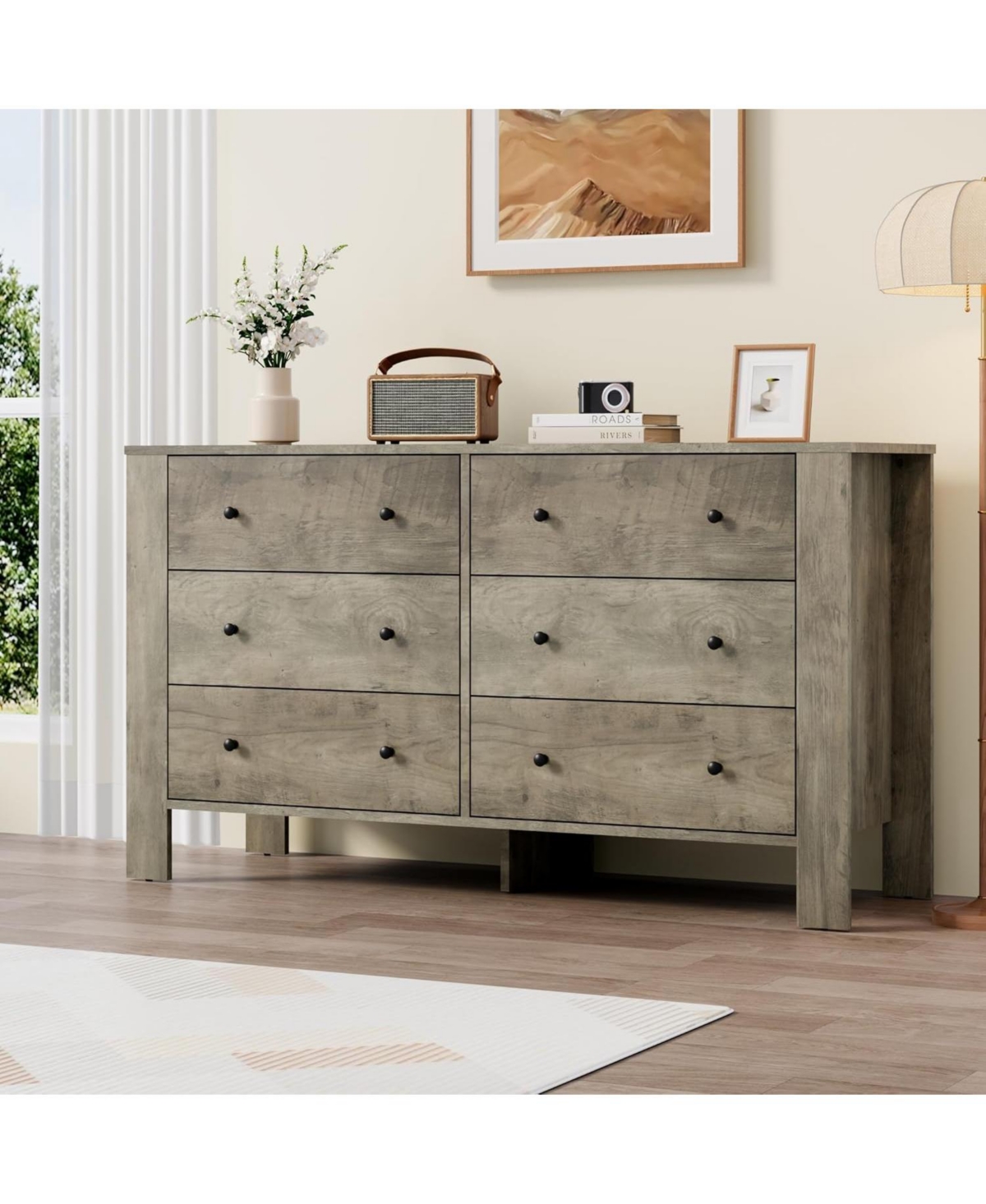Click here for gaomon Oak 6 Drawer Dresser for Bedroom  Modern Wi... prices