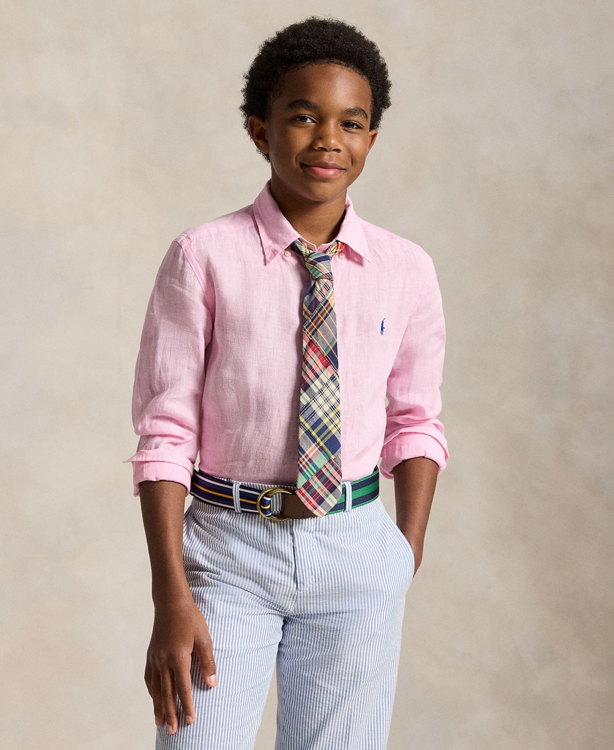 Click here for Polo Ralph Lauren Big Boys Linen Shirt - Caramel P... prices