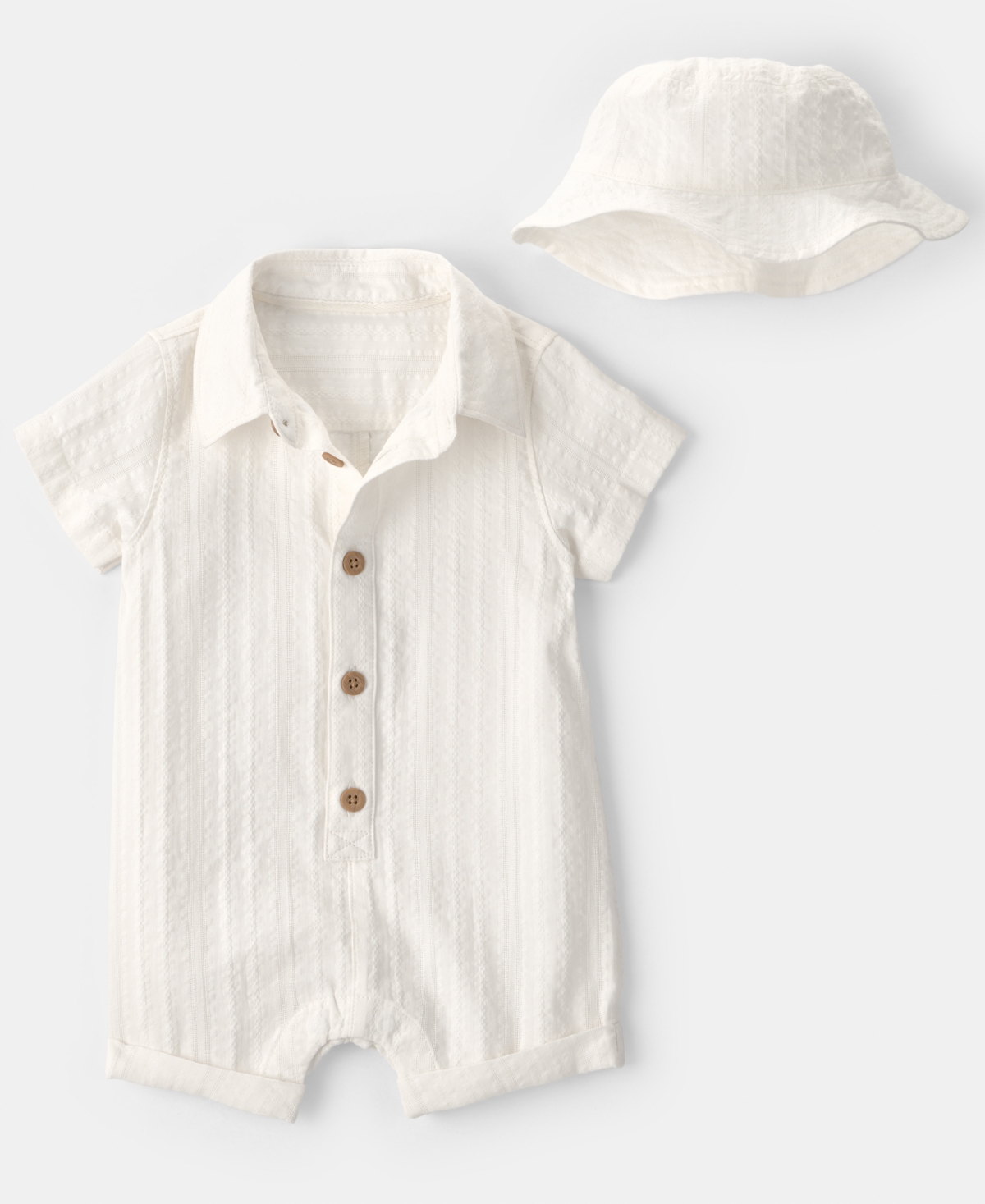 Click here for Carters Baby Boys Button-Front Romper and Hat  2-P... prices