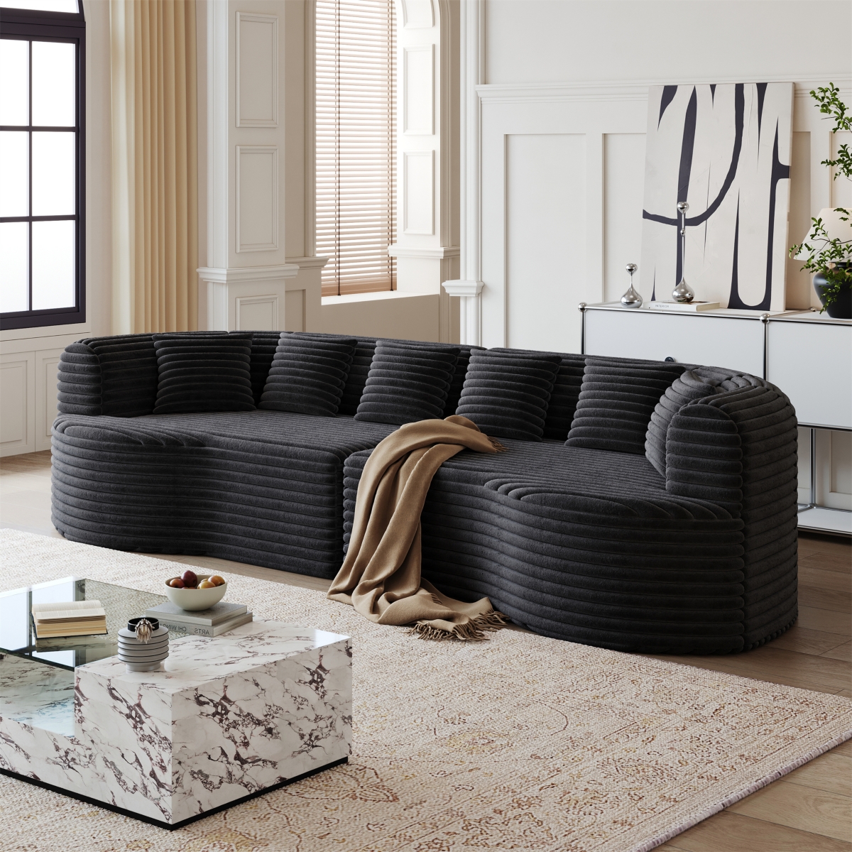 Click here for Clihome 106.3" Luxury Corduroy Sofa 4-Seater... prices