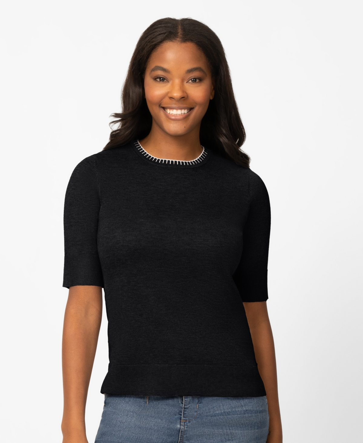 Click here for Melissa Paige Womens Whip Stitch Elbow-Sleeve Swea... prices