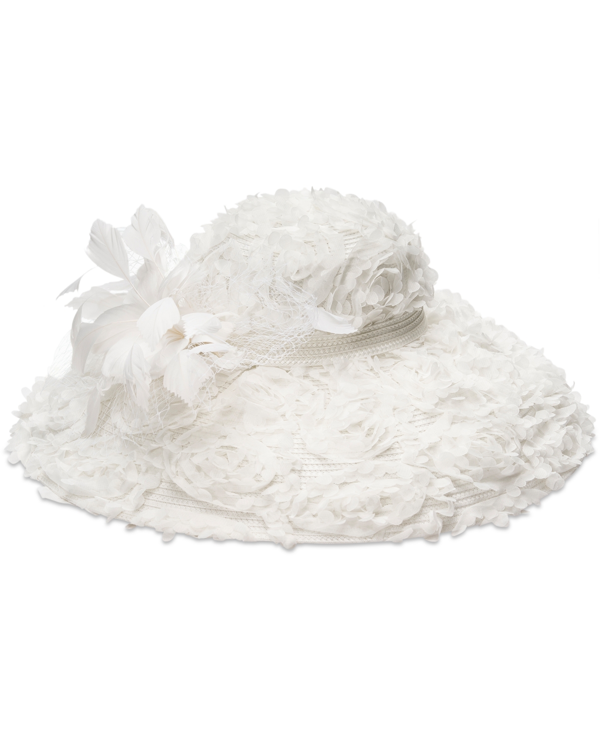 Click here for August Hats Rosette Overlay Wide Brim Hat - White prices