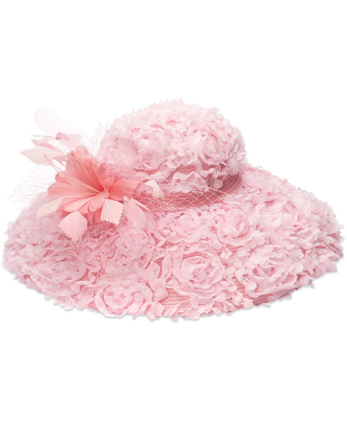 Click here for August Hats Rosette Overlay Wide Brim Hat - Pink prices