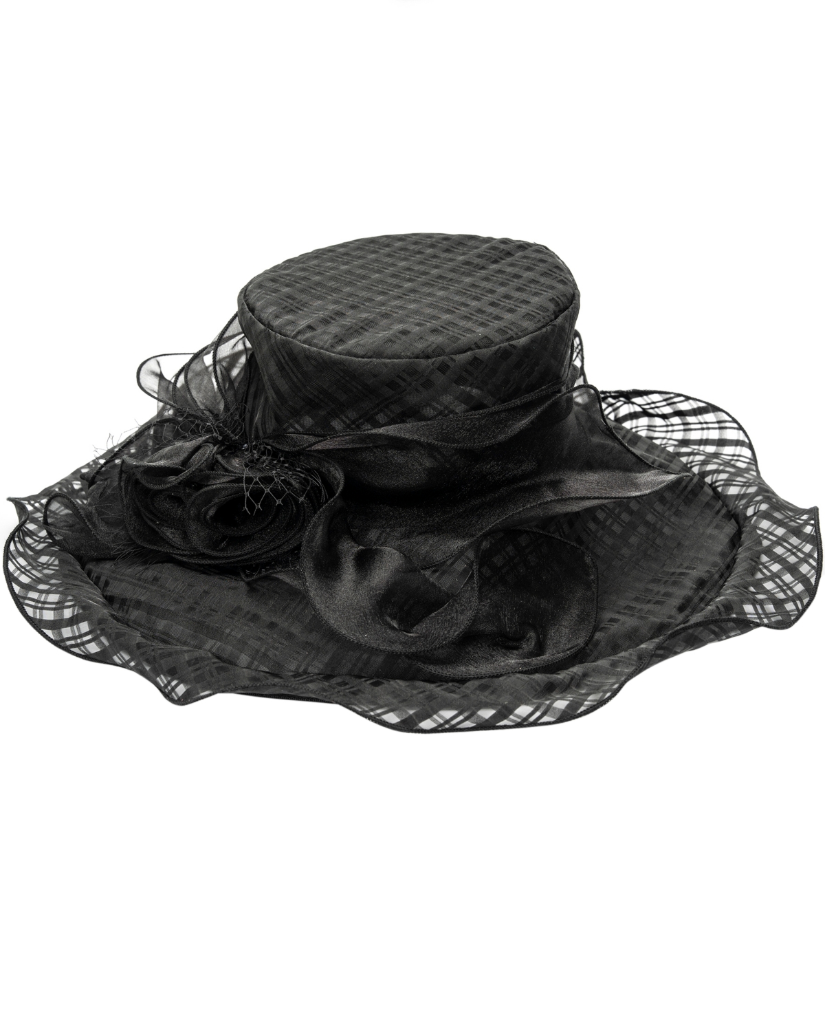 Click here for August Hats Textured Organza Rosette Wide Brim Hat... prices