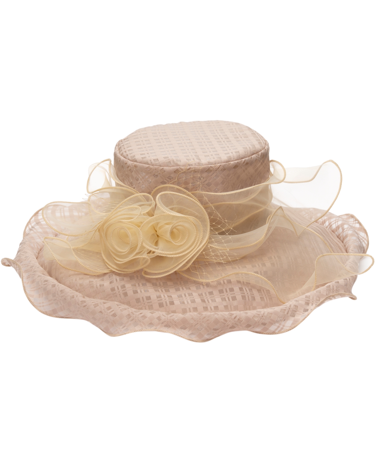 Click here for August Hats Textured Organza Rosette Wide Brim Hat... prices