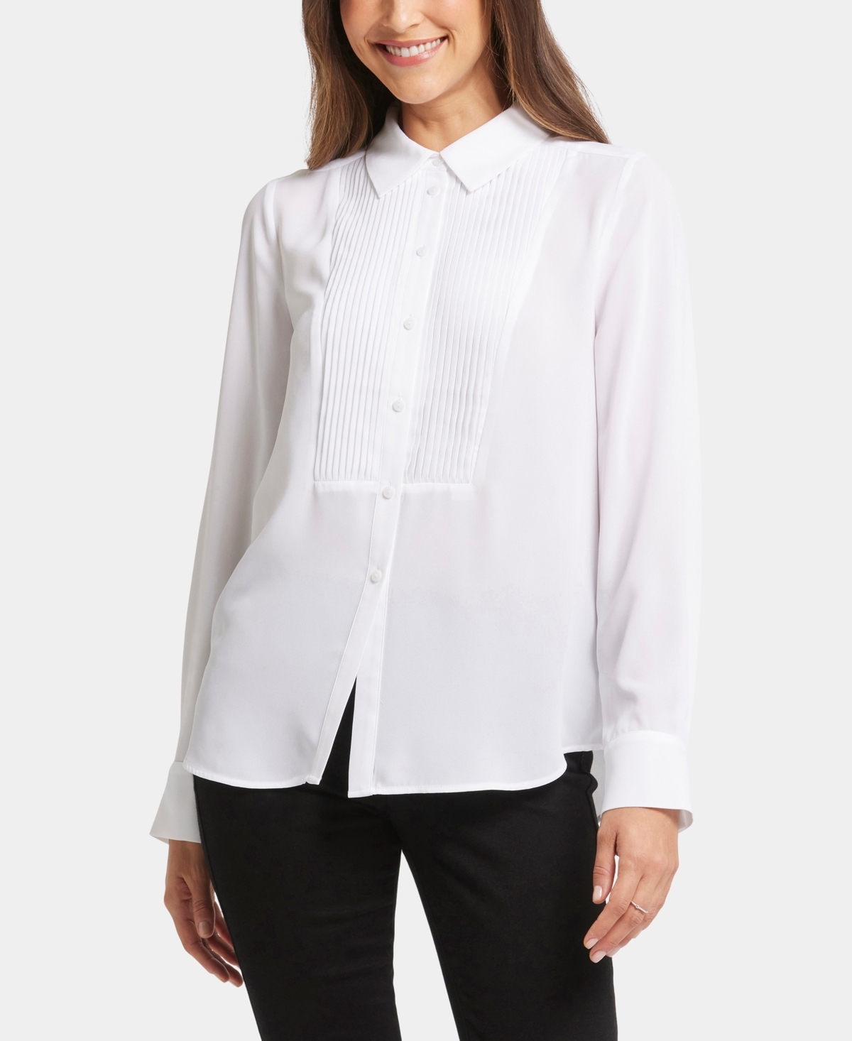 Click here for Nydj Womens Tuxedo Long Sleeve Collared Top - Opti... prices