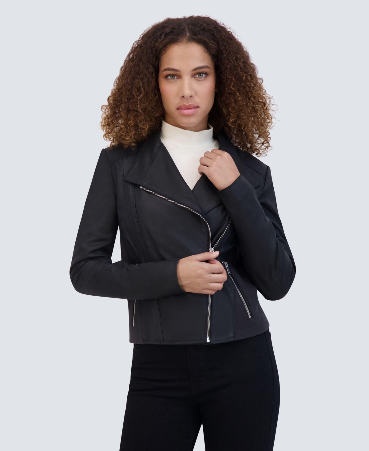 Click here for Andrew Marc Womens Felix Moto Leather Jacket - Bla... prices