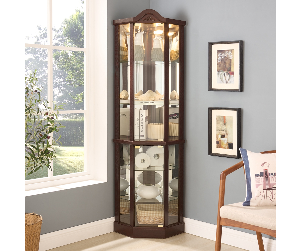 Click here for Cesicia Lighted Glass Corner Curio Cabinet with 4... prices