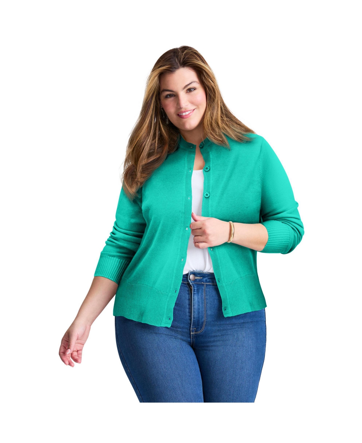 Click here for Avenue Womens Signature Fine Gauge Cardigan - Aqua... prices