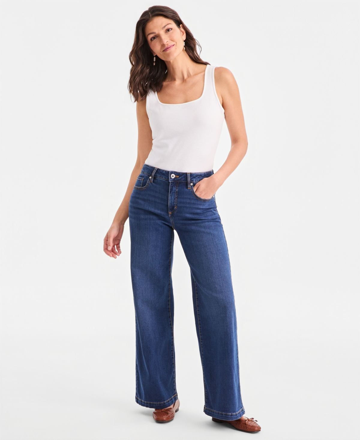 Click here for Style & Co Womens High-Rise Wide-Leg Jeans  Macys... prices