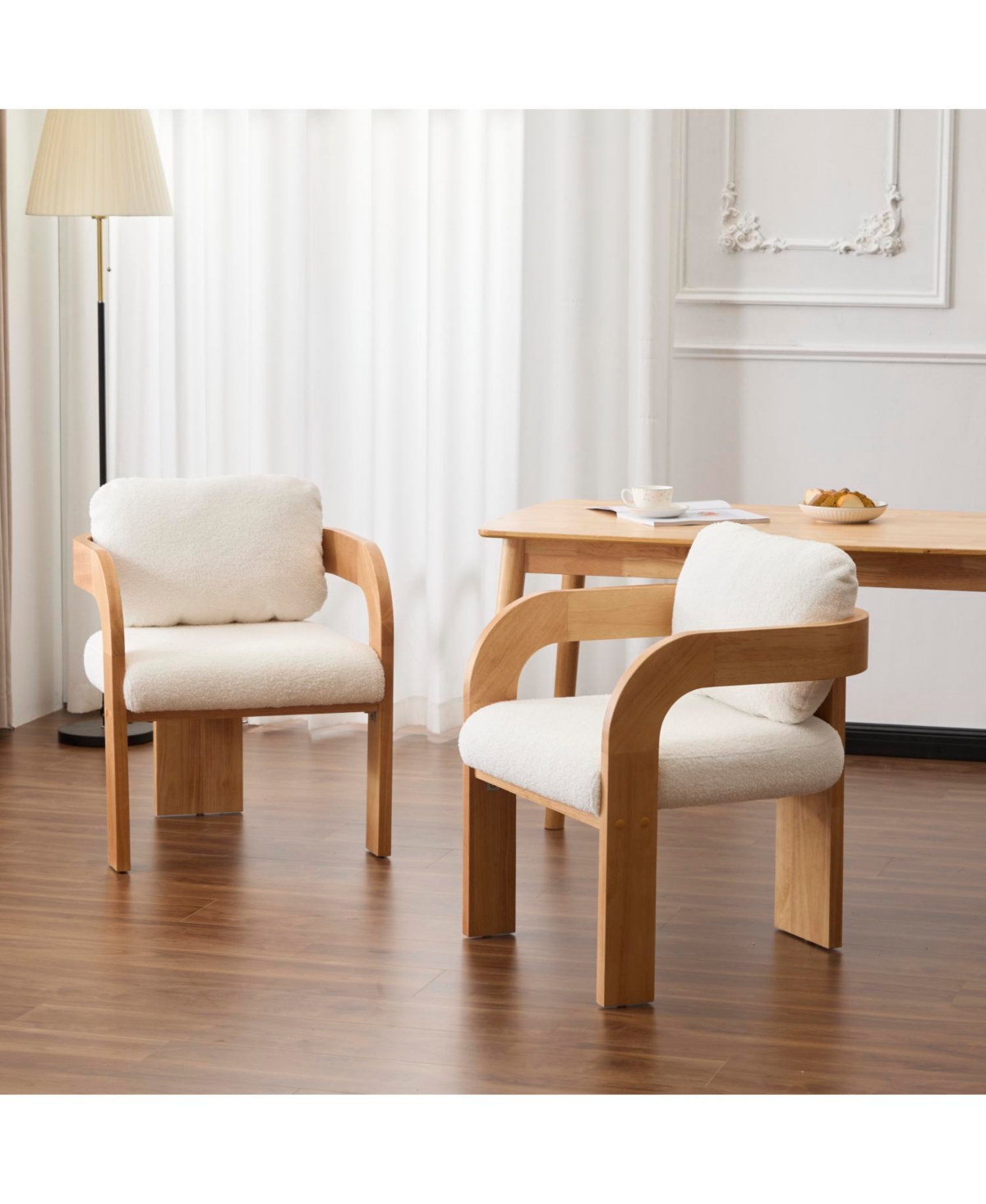 Click here for Streamdale Furniture White Boucle Dining Chairs -... prices