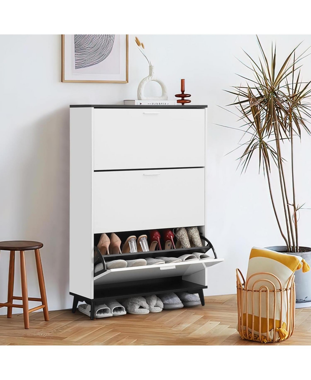 Click here for gaomon Shoe Cabinet with 3 Flip Drawers  Rattan St... prices