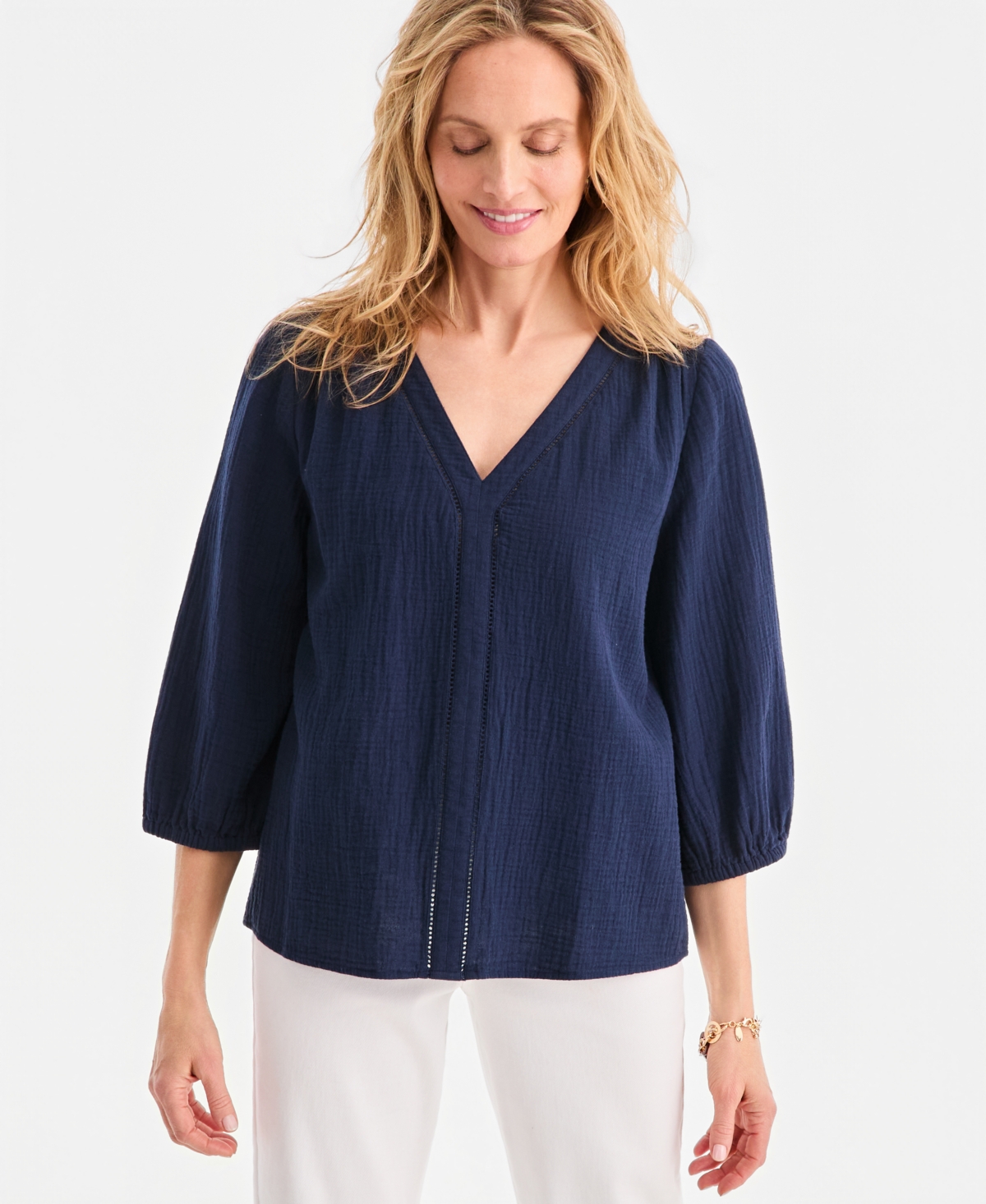 Click here for Style & Co Womens Cotton Gauze V-Neck Blouse  Macy... prices