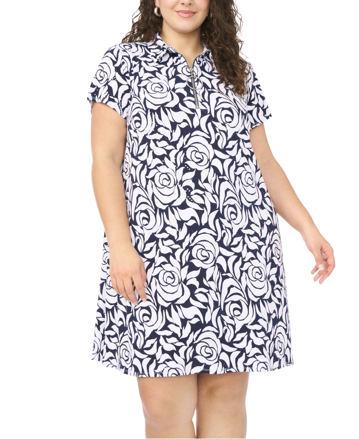 Click here for Msk Plus Size Collared Neck Short-Sleeve Dress - N... prices