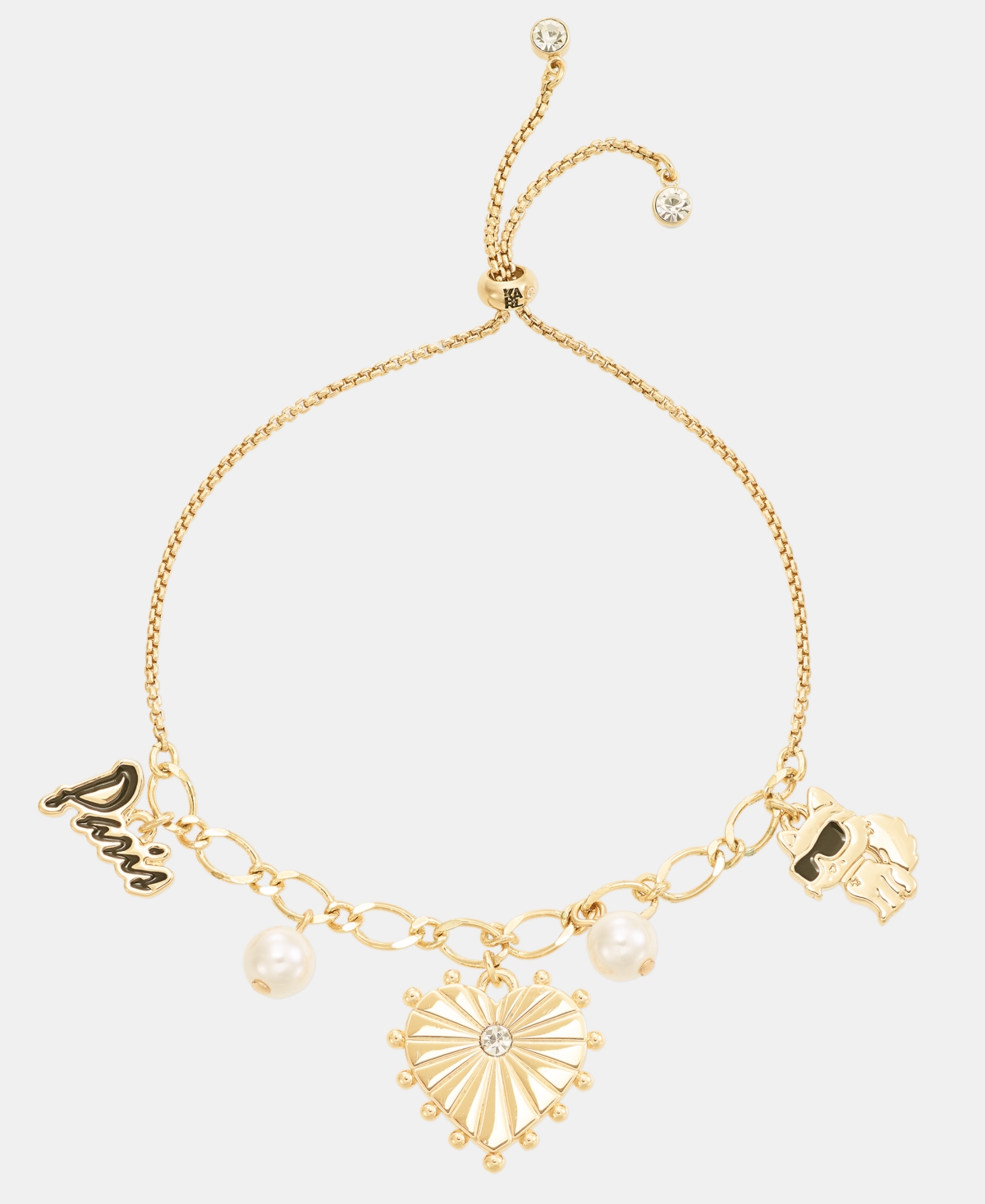 Click here for Karl Lagerfeld Paris Glass Pearl Charm Slider Brac... prices