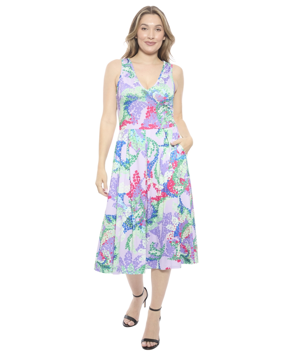 Click here for 24seven Comfort Apparel Womens Abstract V-Neck Sle... prices