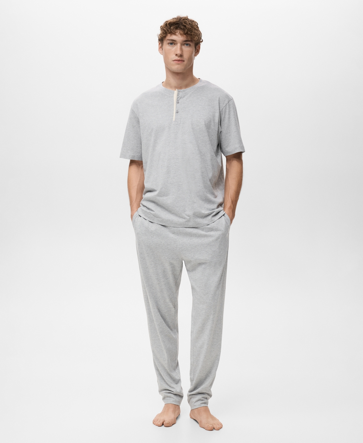 Click here for Mango Mens Long Cotton Pajama Pack - Grey prices