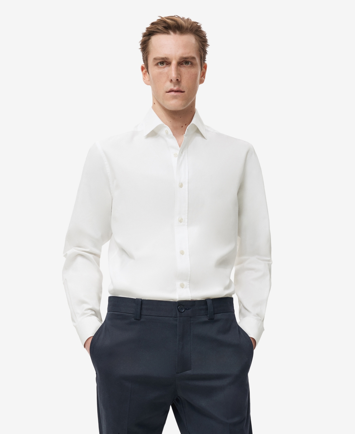 Click here for Mango Mens Cotton Slim-Fit Shirt - White prices