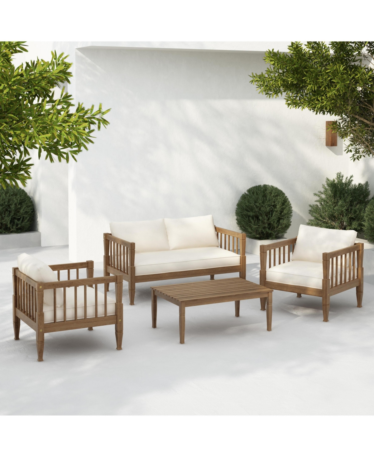 Click here for Flynama 4 Piece Light Brown Patio Conversation Set... prices
