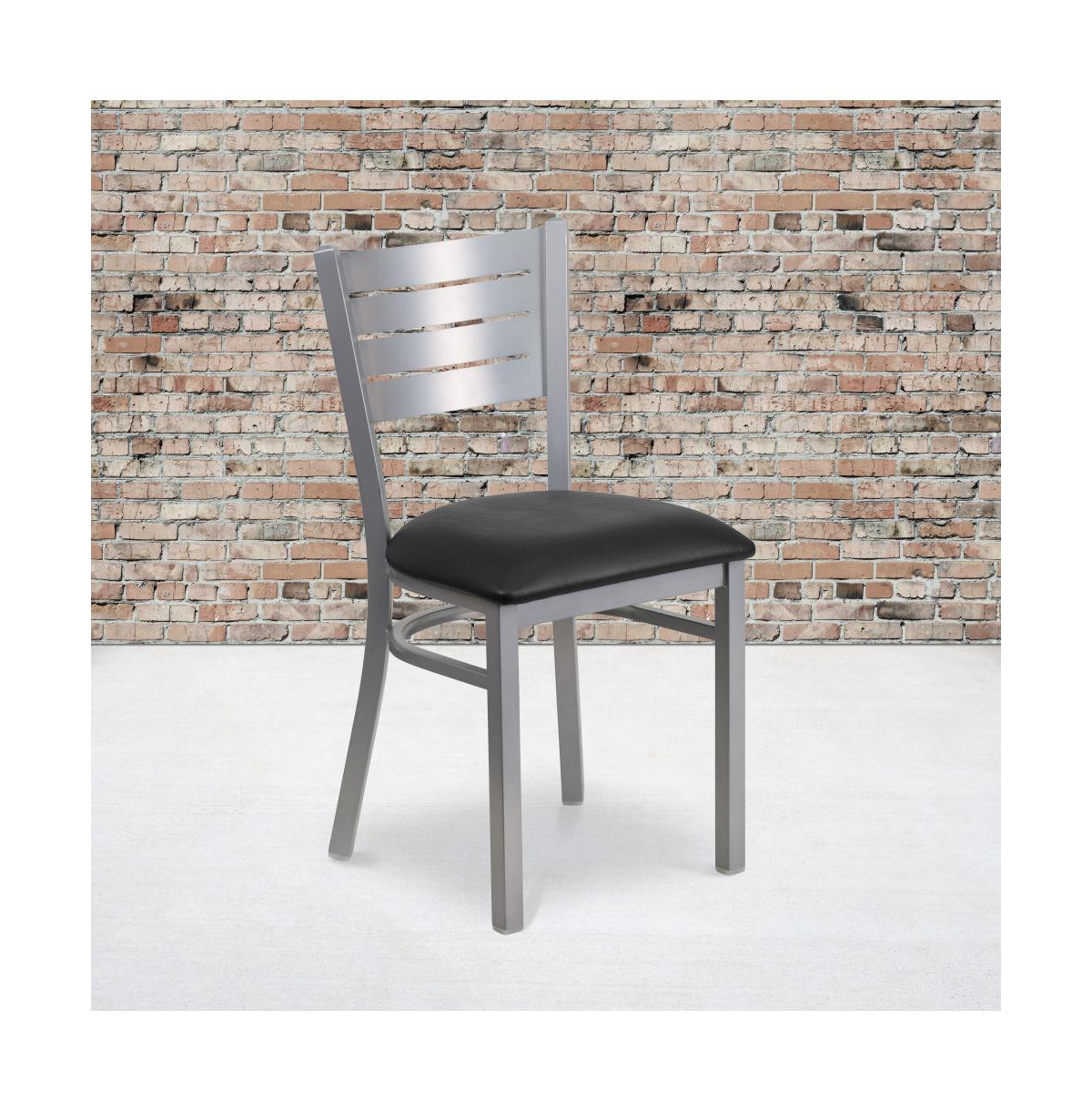 Click here for Emma+Oliver 2 Pc. Silver Slat Back Metal Restauran... prices