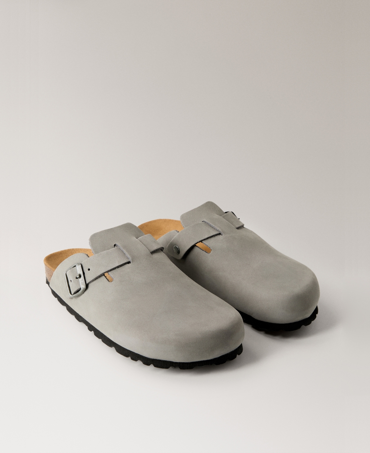 Click here for Mango Womens Leather Clog Shoes - Light  Pastel Gr... prices