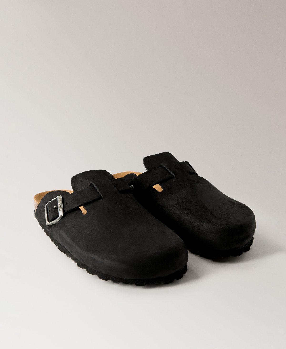 Click here for Mango Womens Leather Clog Shoes - Charcoal prices