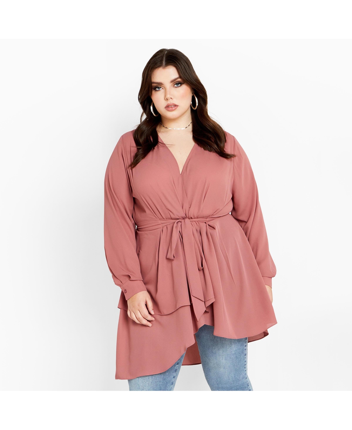 Click here for City Chic Womens Plus Size Shibara Top - Dusty mau... prices