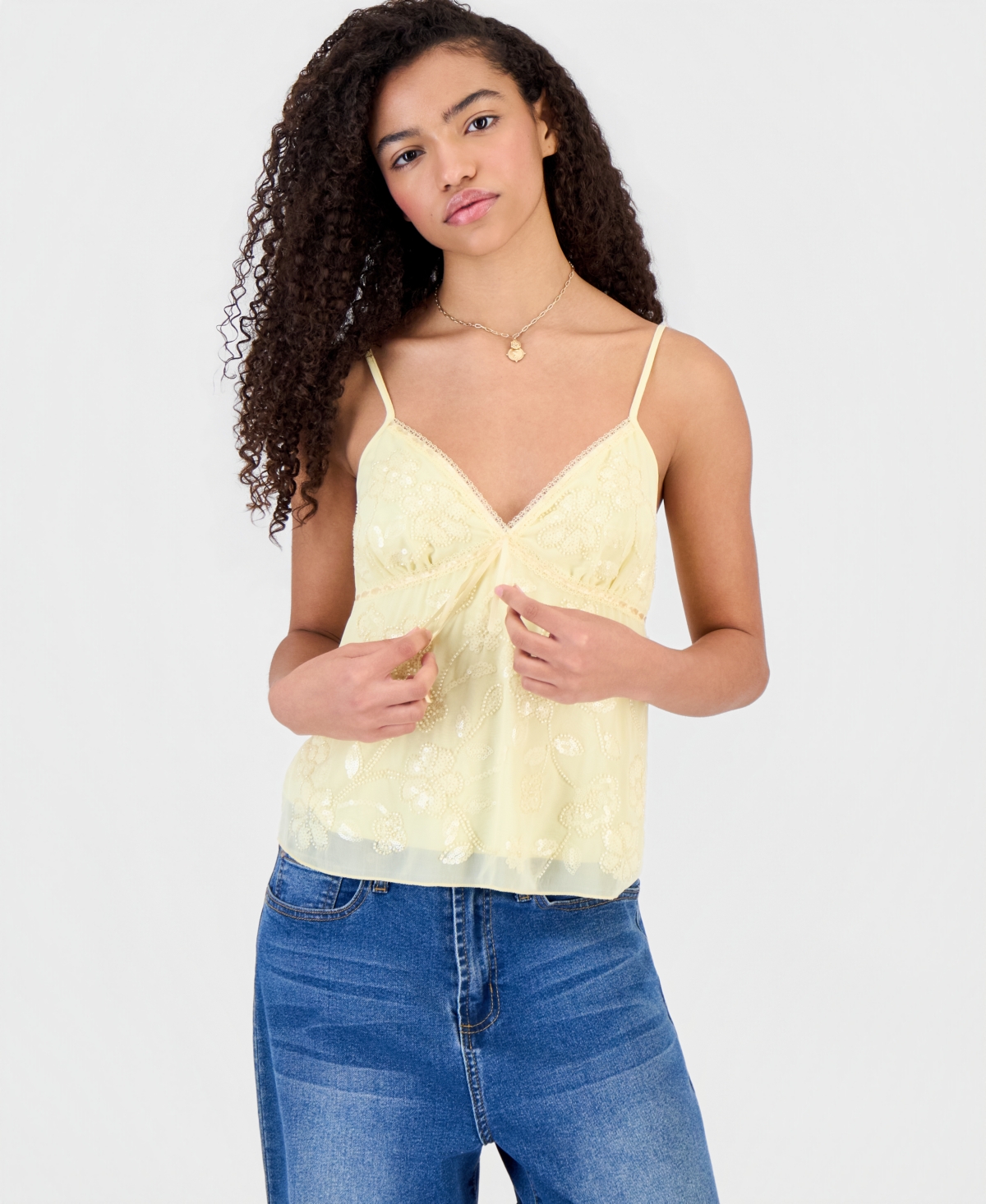 Click here for Madden Girl Juniors Beaded Babydoll Tank - Double... prices