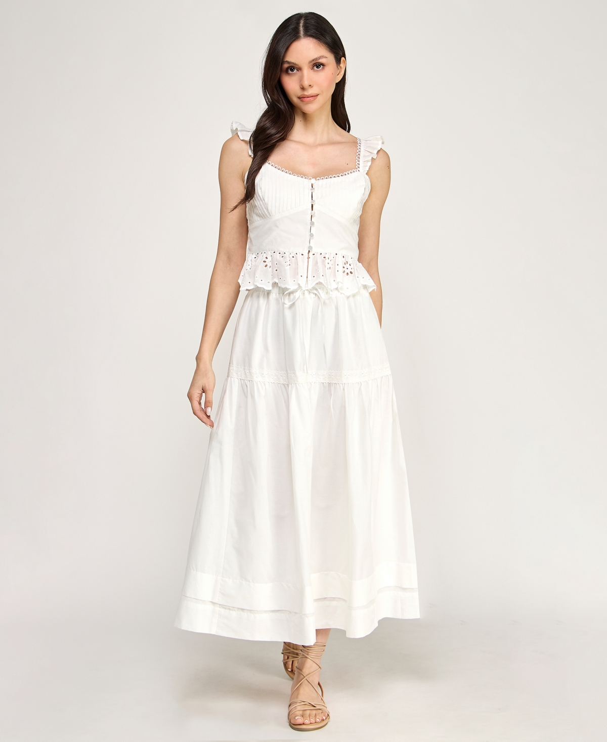 Click here for Seni & Cade Juniors Button Up Eyelet Top & Midi Sk... prices