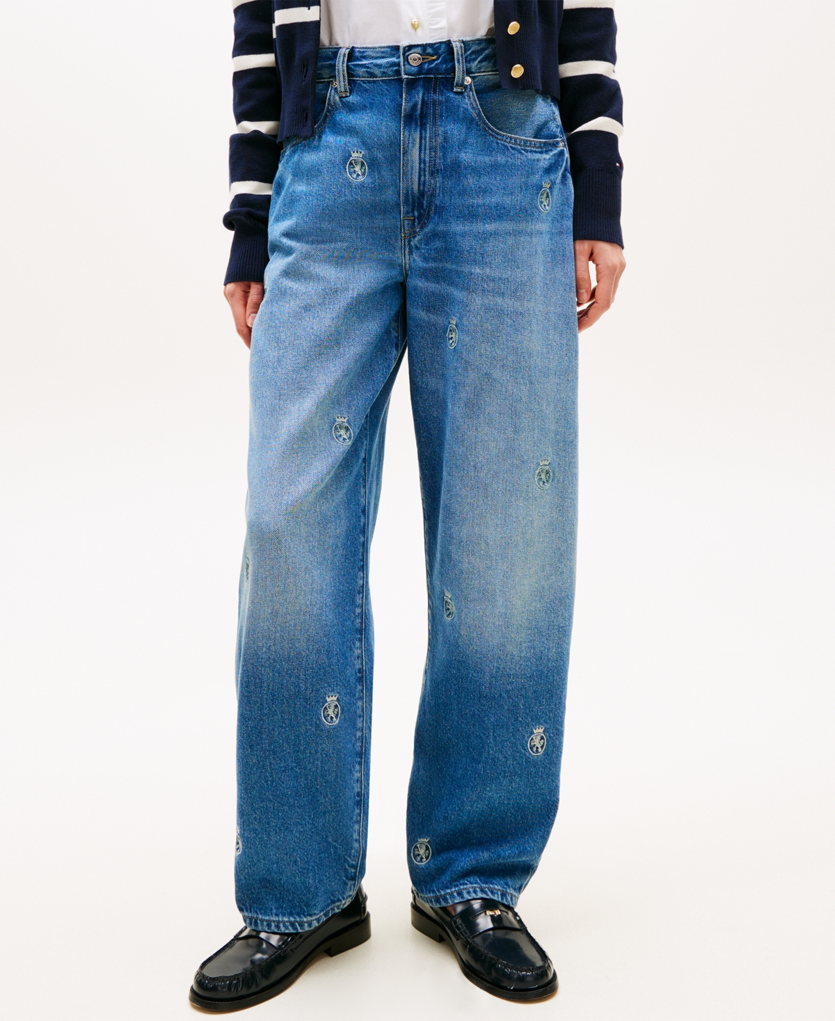 Click here for Tommy Hilfiger Womens All-Over Crest Wide Leg Barr... prices