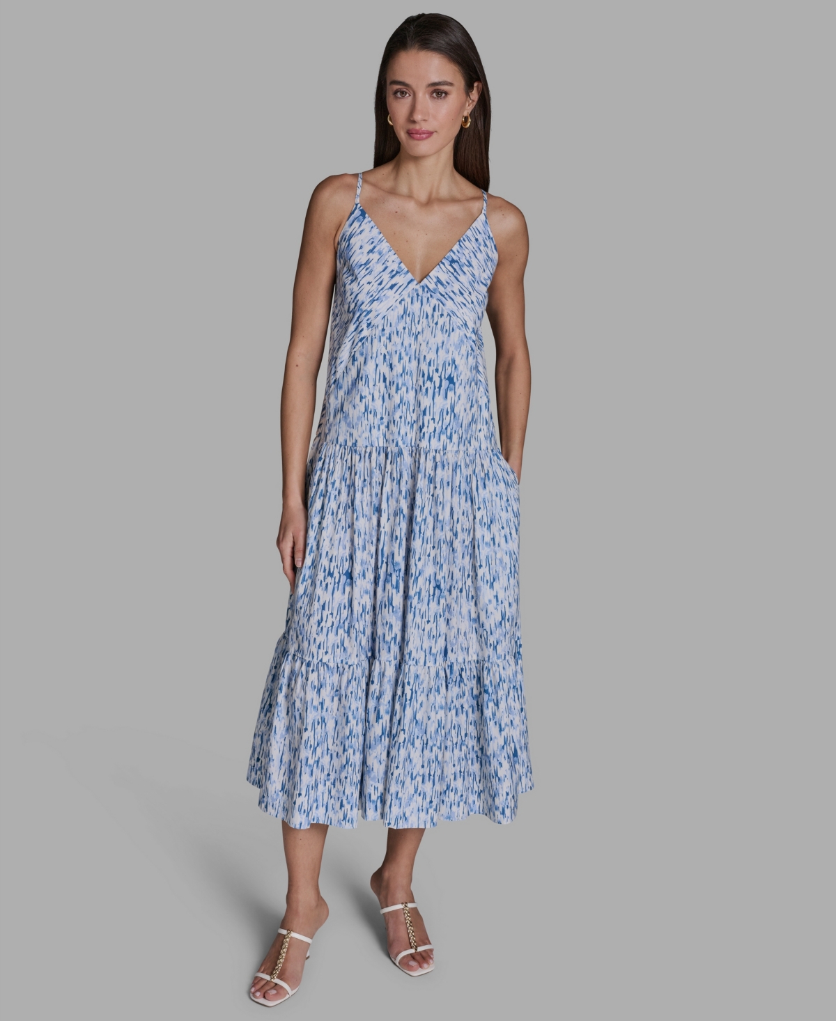 Click here for Bcbg Womens Tiered V-Neck Midi Dress - Powder Blue... prices