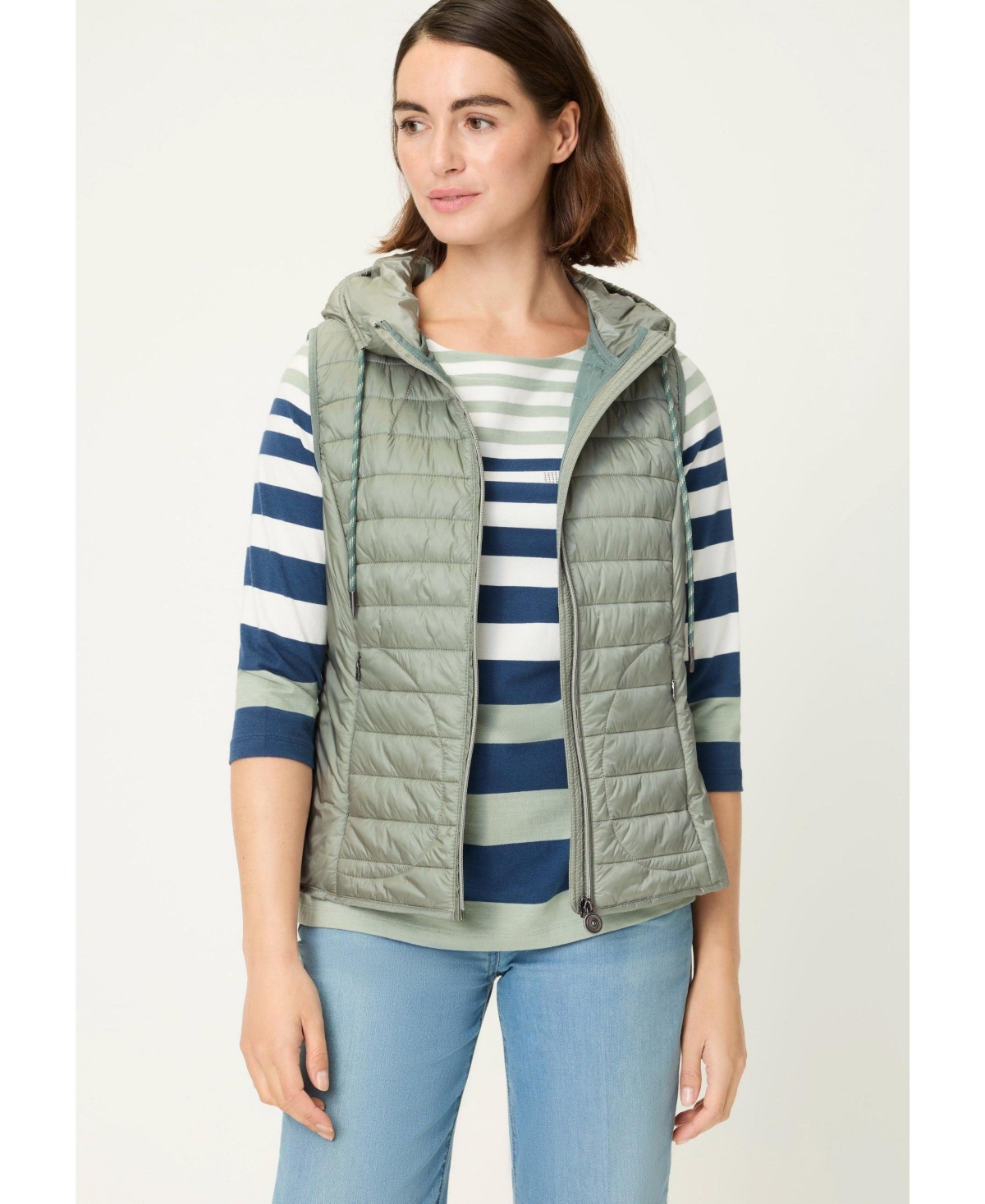 Click here for Olsen Womens Quiled Vest - Salvia green prices