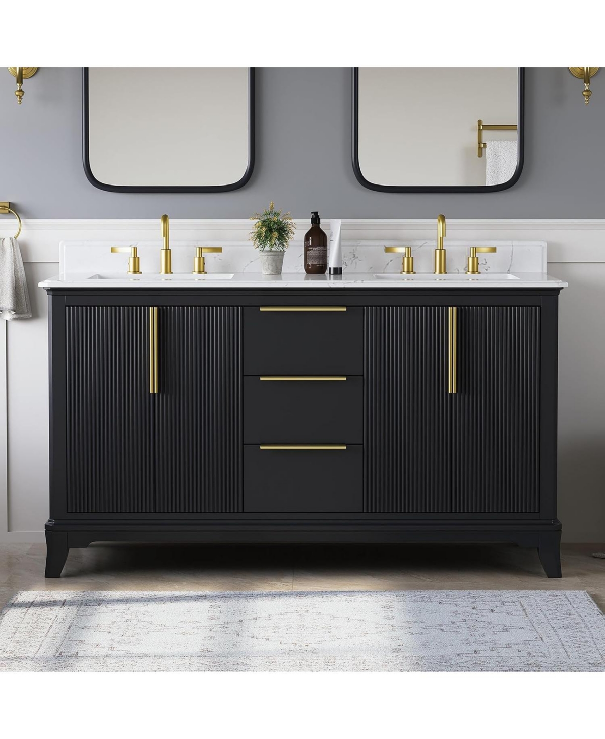 Click here for Busdays 60 Inch Black Bathroom Vanity Double Sink... prices