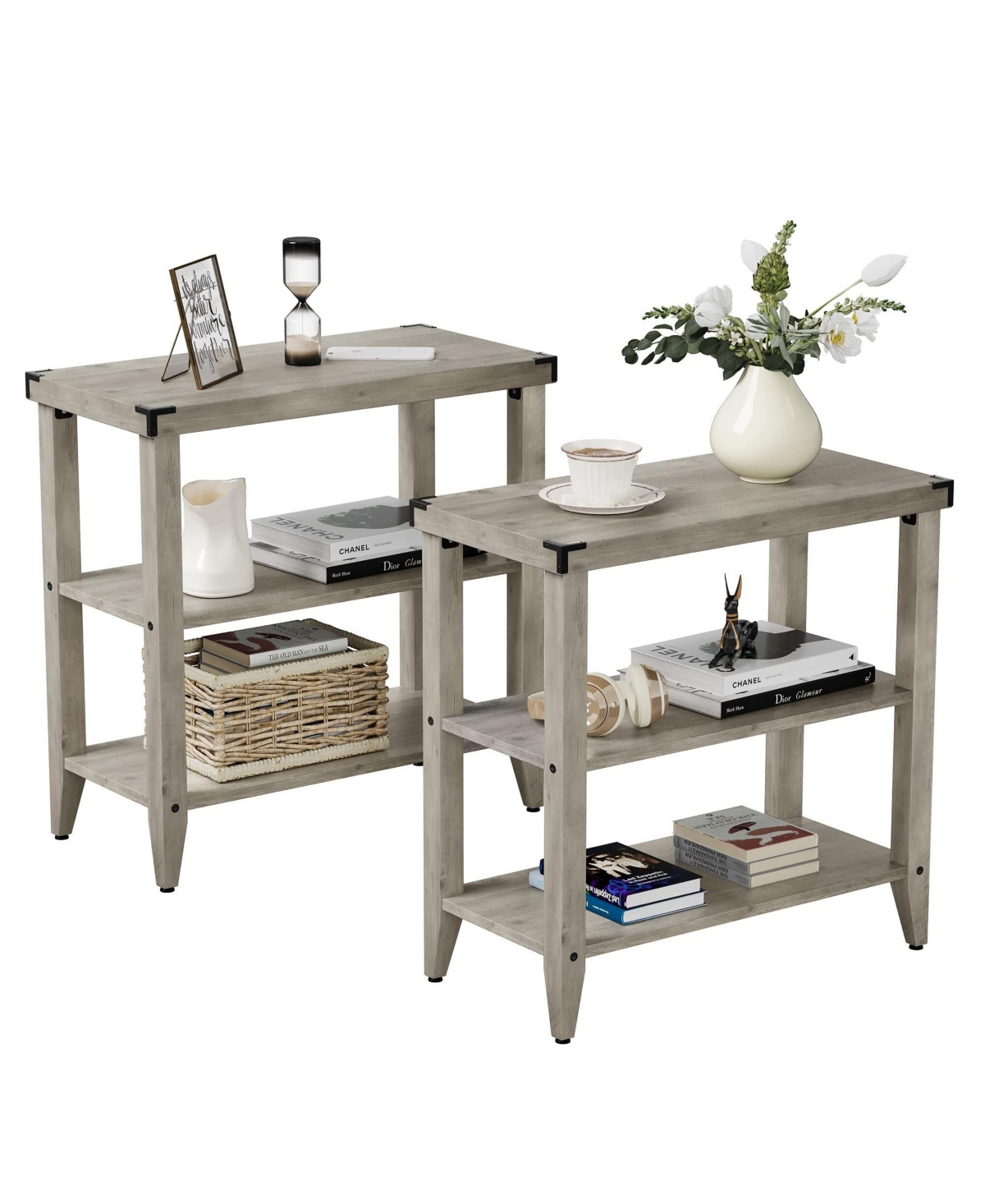 Click here for Gaomon Grey Farmhouse End Table  3 Tier Rustic Sid... prices