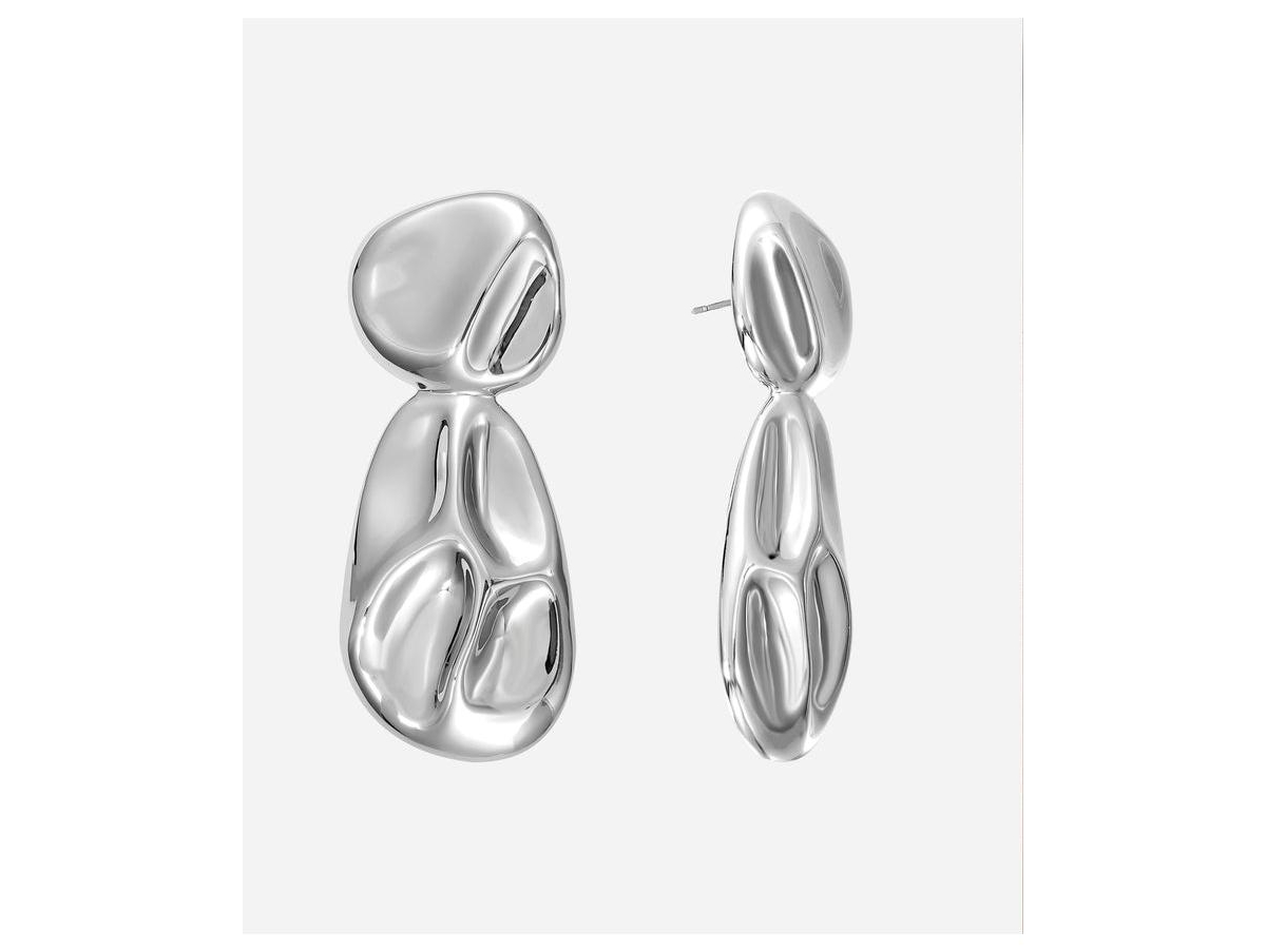 Click here for Rivka Friedman Rhodium Sculptural Statement Drop E... prices