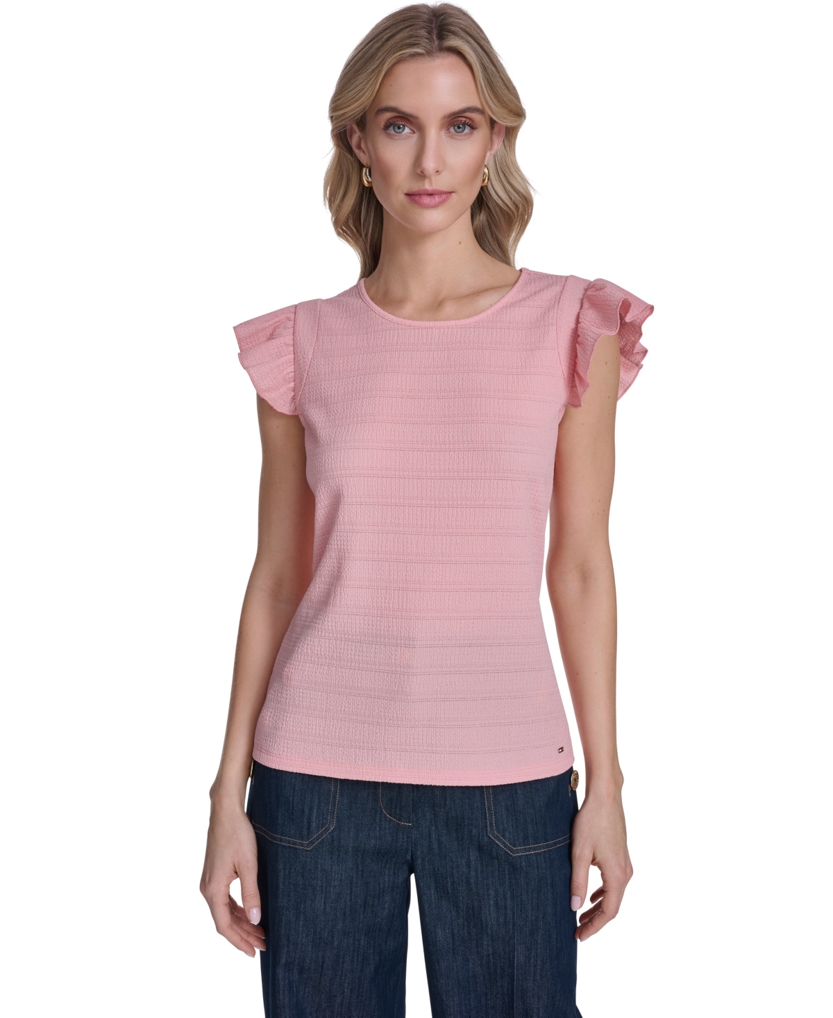 Click here for Tommy Hilfiger Womens Flutter-Sleeve Crew Neck Top... prices
