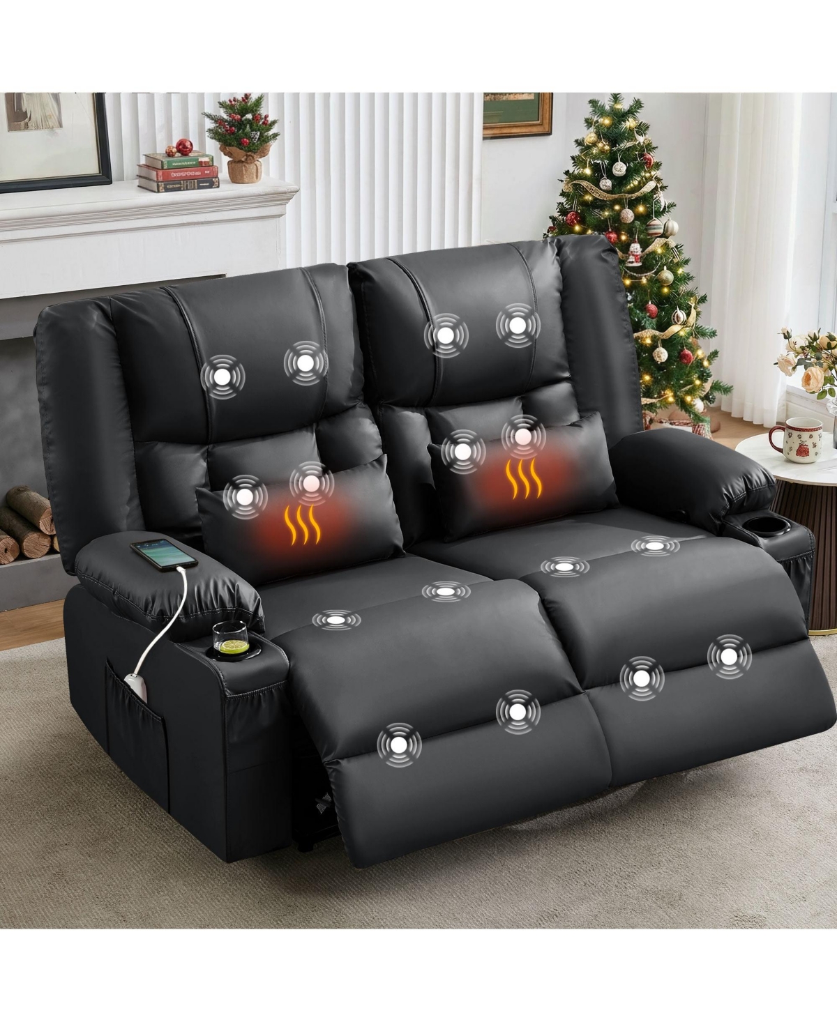 Click here for Clihome Recliner Loveseat with Massage and Heating... prices