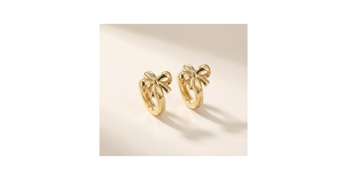 Click here for Joey Baby Gold-Tone Brass Bow Hoop Earrings prices